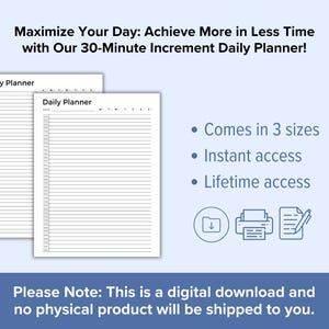 30 Minute Increment Daily Planner Printable | Time Blocking Daily ...