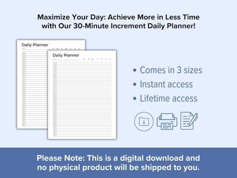 30 Minute Increment Daily Planner Printable | Time Blocking Daily ...