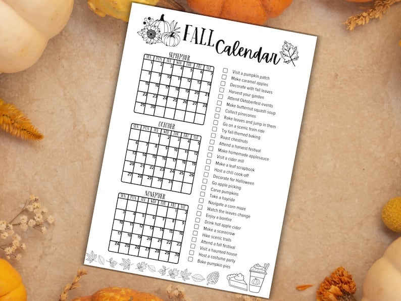 2024 Printable Fall Calendar | Editable Autumn Calendar | Fall-themed ...