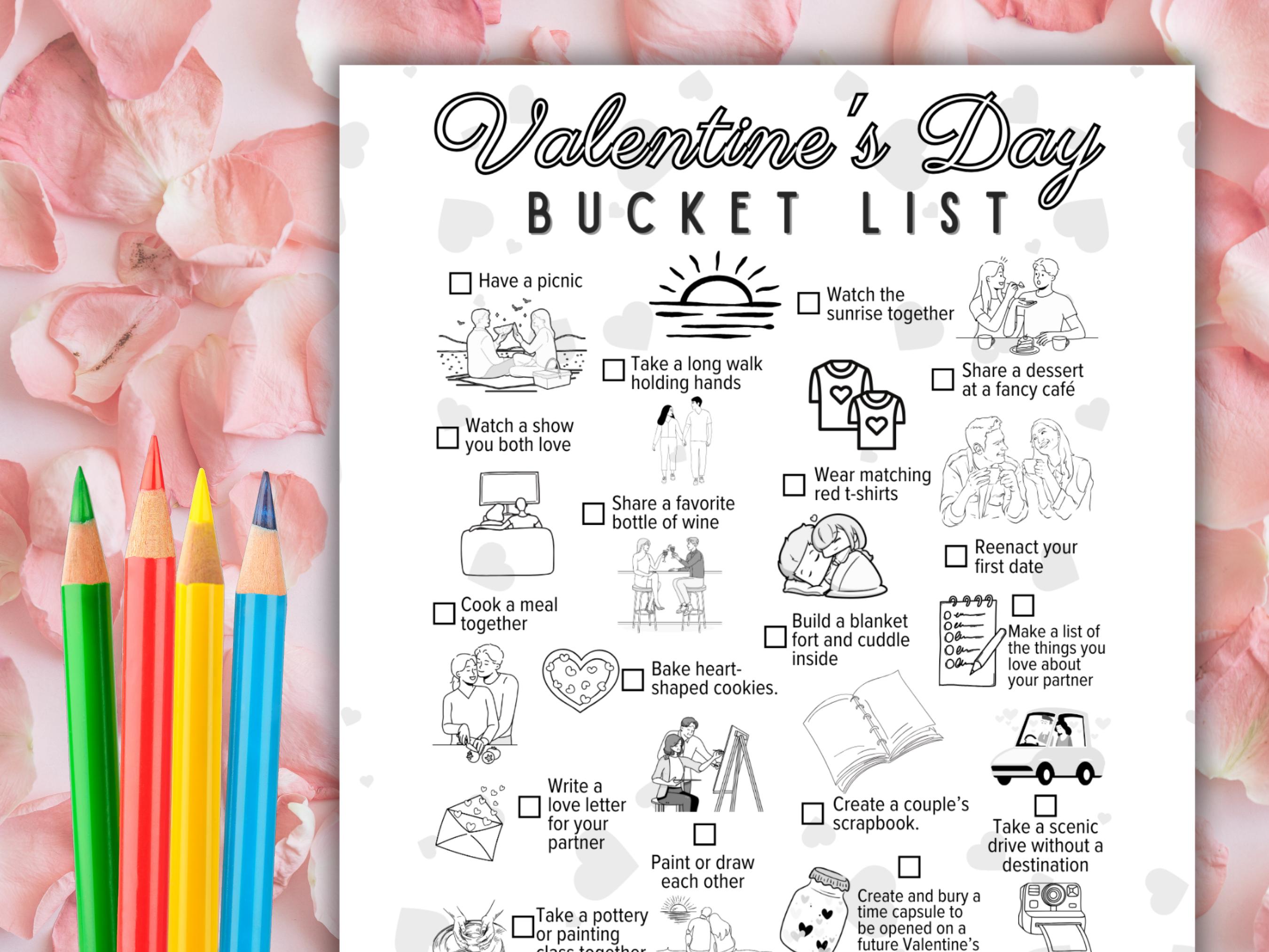 Valentine's Day Bucket List | Couples Valentine's Day | Love Theme ...