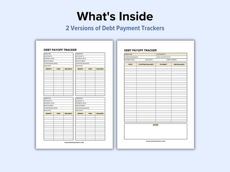 Debt Payoff Tracker Printable | Debt Snowball and Payment Planner ...