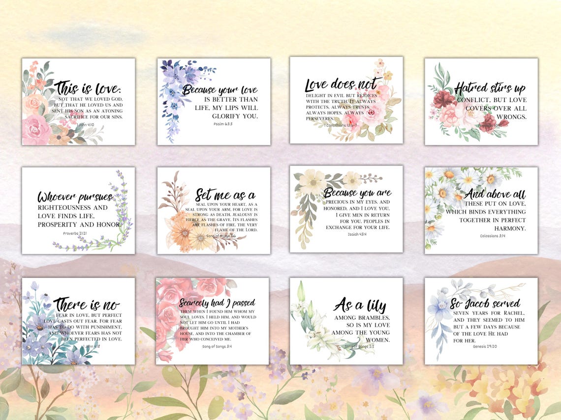 72 Bible Verses for Love and Romance | Printable Bible Verse Cards - Etsy