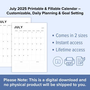 Editable July 2025 Calendar Minimalist Printable | Simple Minimalist ...