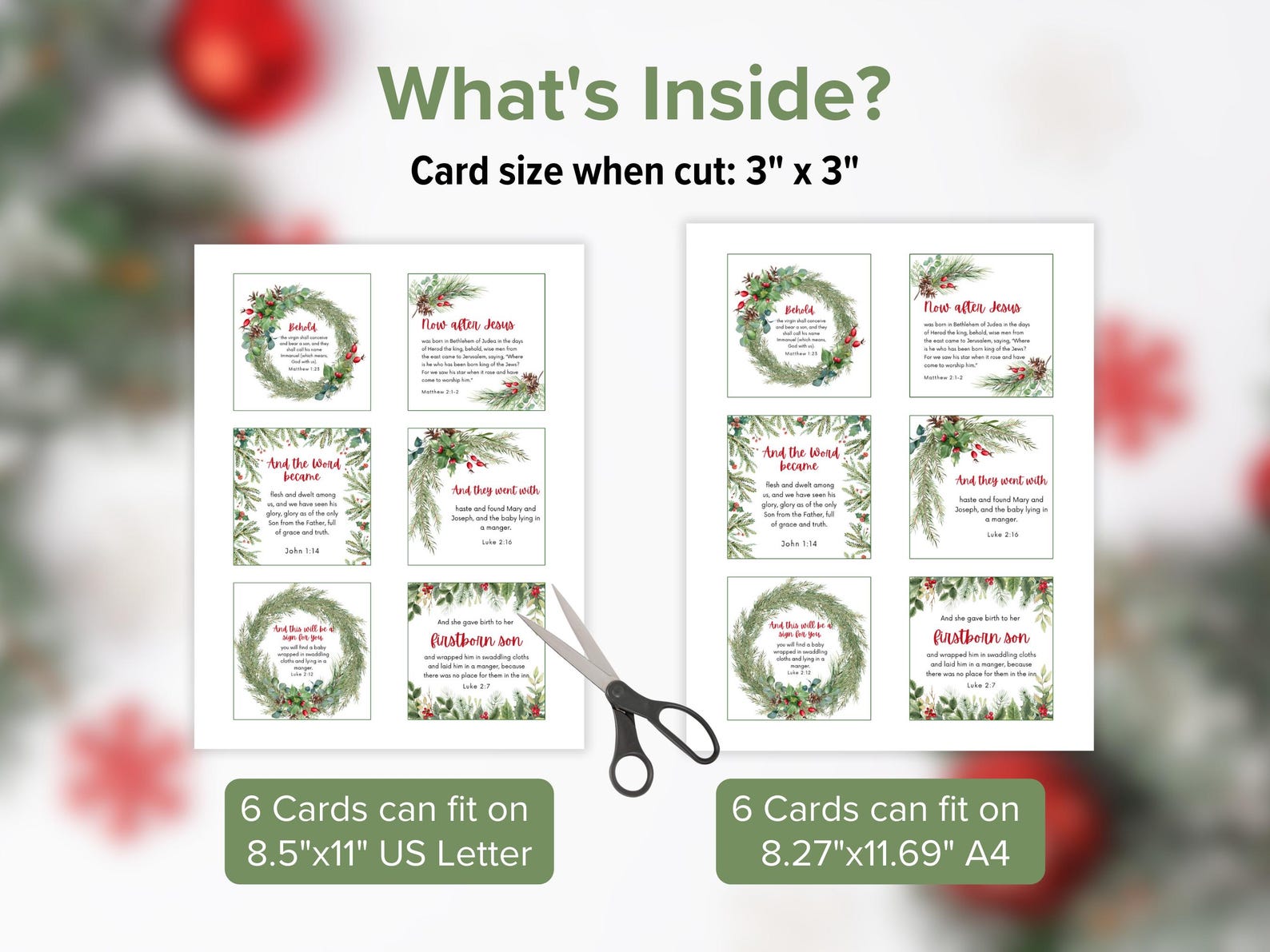 32 Christmas Bible Verses Cards Printable | Christian Christmas Cards ...