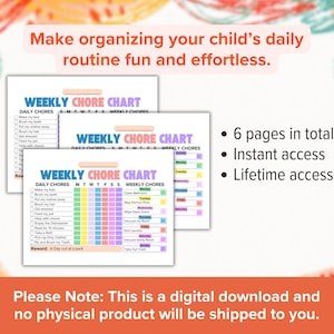 Editable Chore Chart Template for Kids | Children's Weekly ...