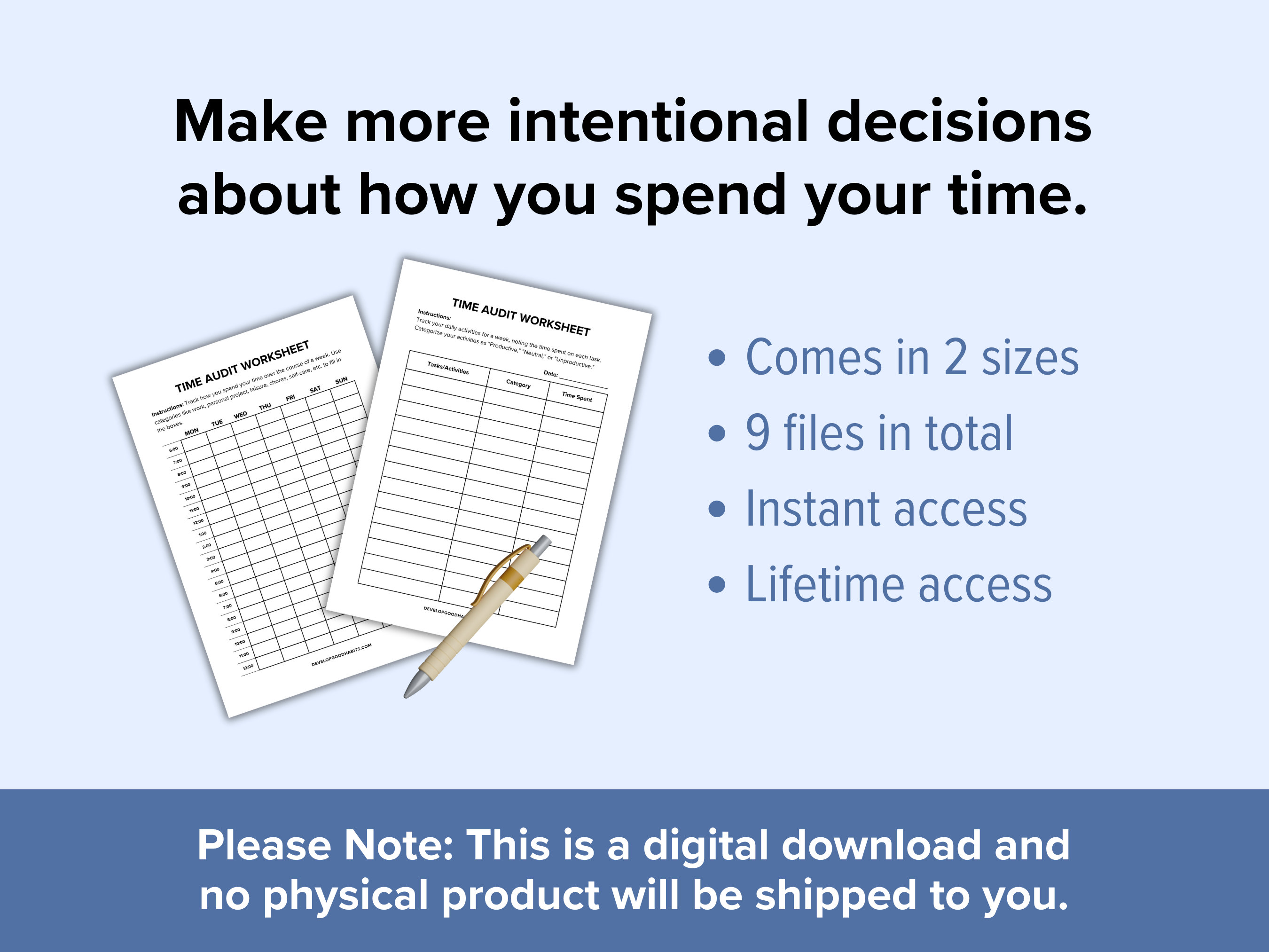 Time Audit Printable Worksheets | Hourly Time Tracker | Time Management ...