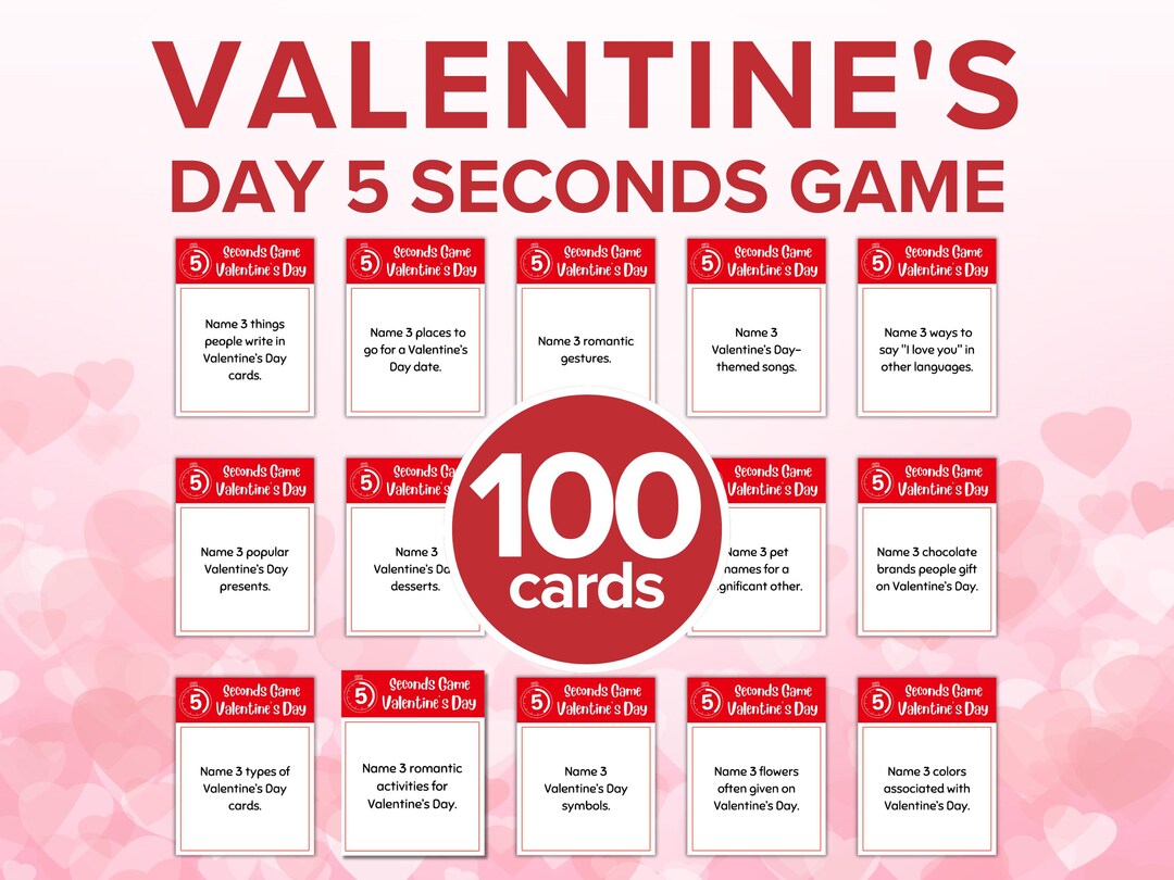 5 Seconds Game for Valentine's Day Printable | 3 Things Game ...