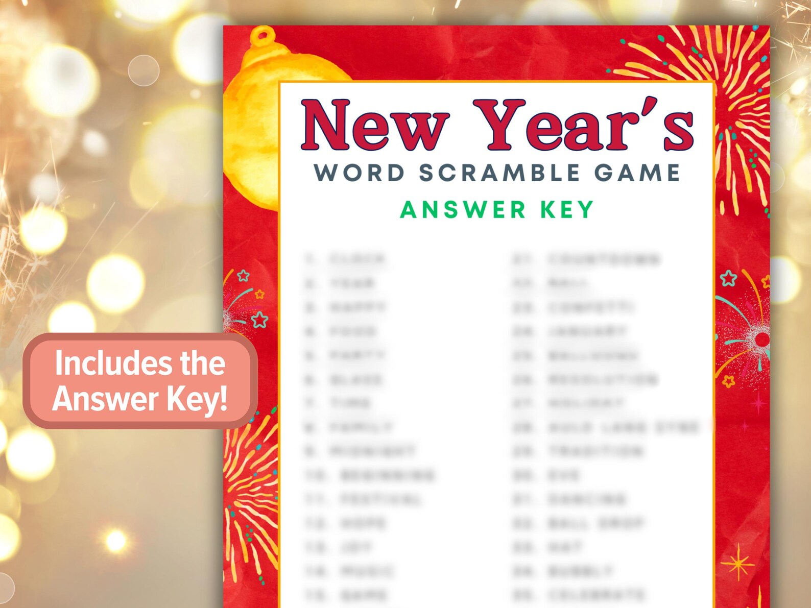 New Years Word Scramble Game Printable | New Year's Eve Kids Activity ...
