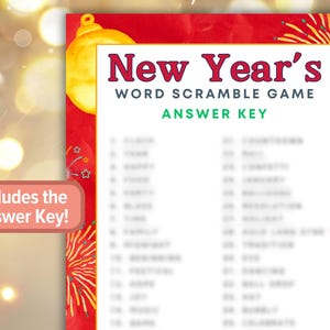 New Years Word Scramble Game Printable | New Year's Eve Kids Activity ...