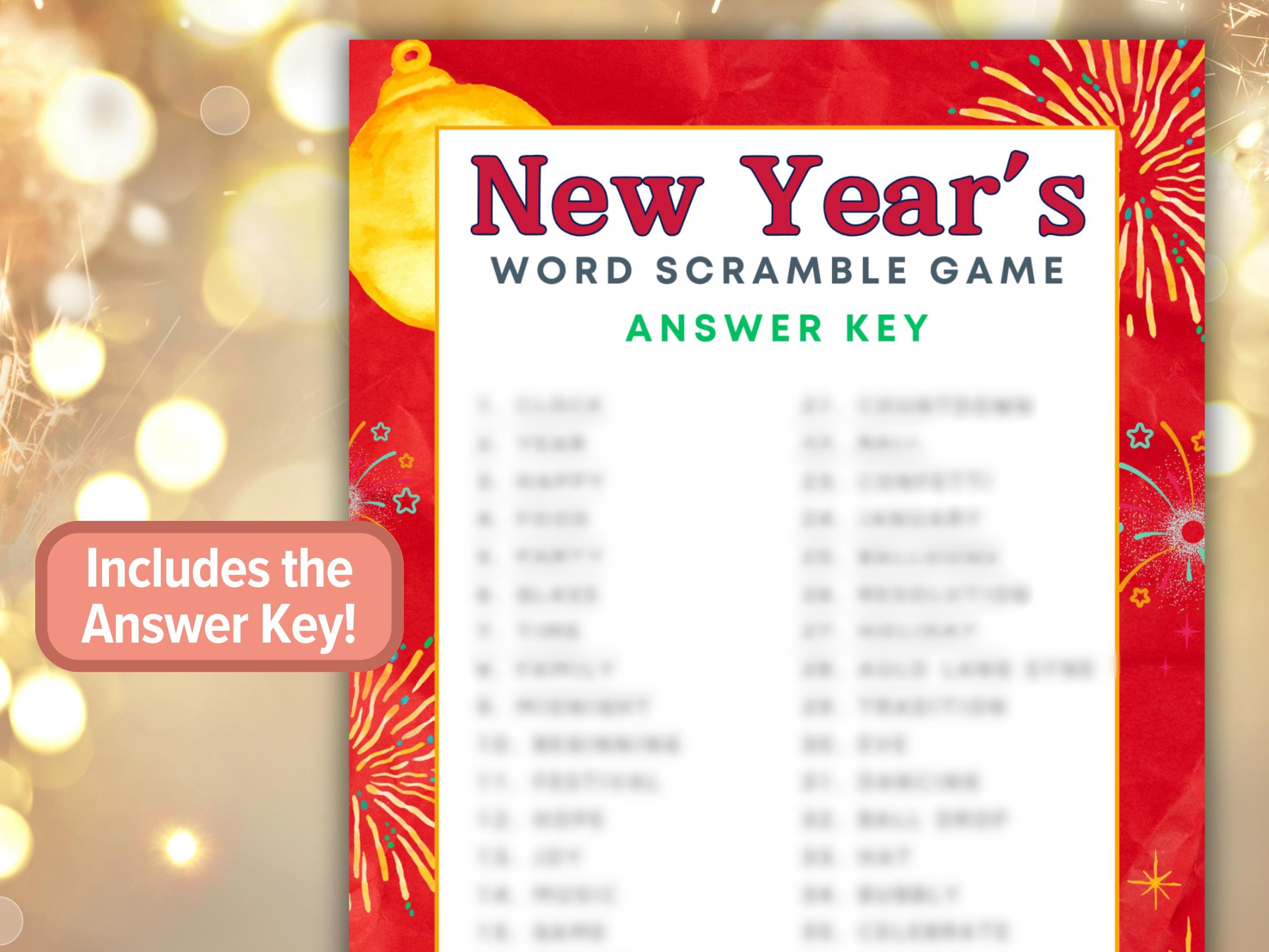 New Years Word Scramble Game Printable | New Year's Eve Kids Activity ...