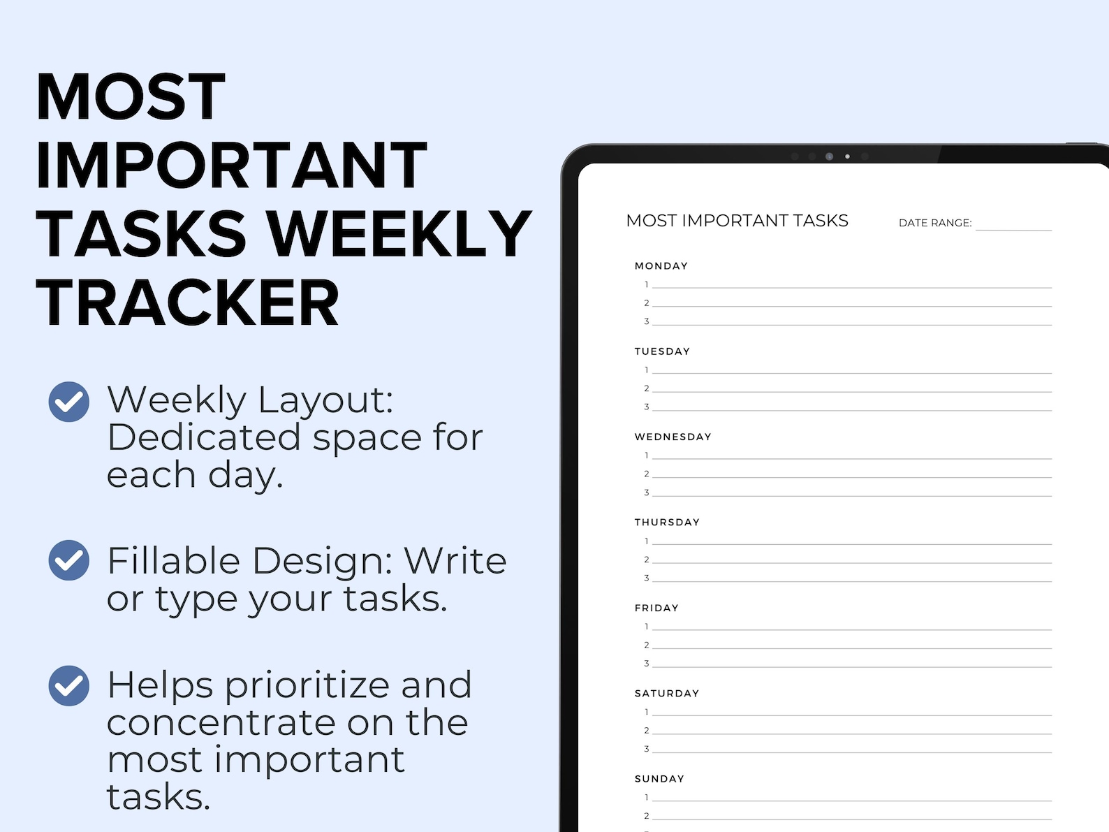 Most Important Tasks (mits) Printable Tracker | Priority to Do List ...