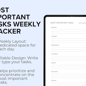 Most Important Tasks (mits) Printable Tracker | Priority to Do List ...