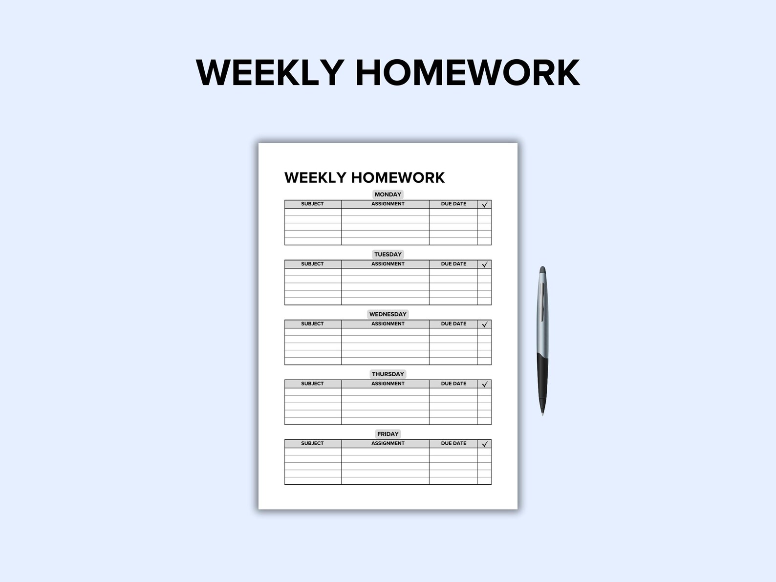 3 Homework Checklists and Worksheets Printable Bundle | Daily Homework ...