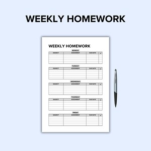 3 Homework Checklists and Worksheets Printable Bundle | Daily Homework ...