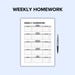 3 Homework Checklists and Worksheets Printable Bundle | Daily Homework ...