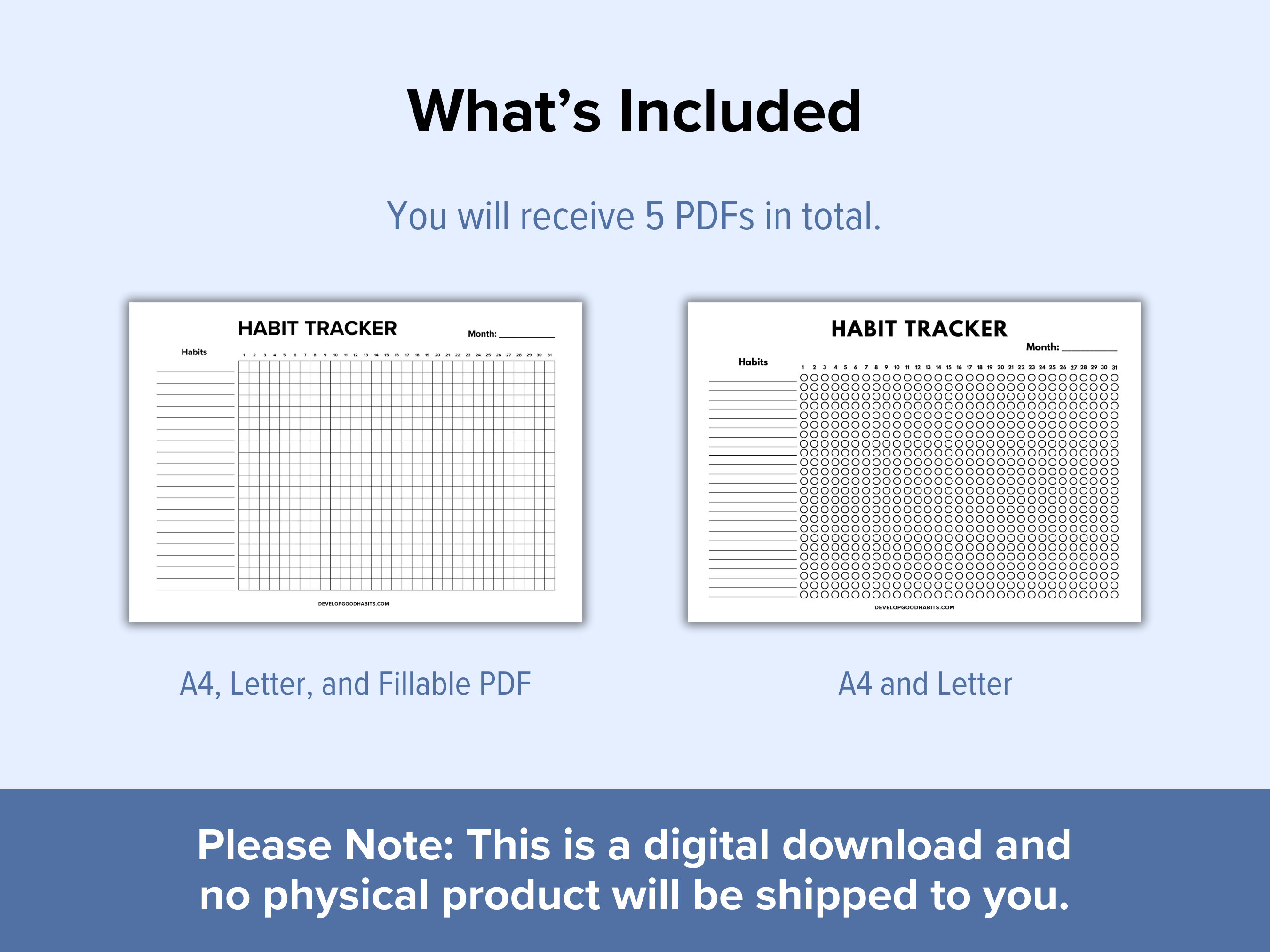 Monthly Habit Tracker Printable | 30 Day Habit and Goal Tracker PDF ...