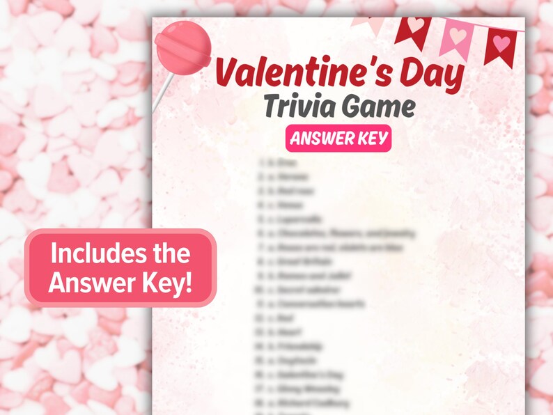 Valentine's Day Trivia Game Printable | Party Games for Adults - Etsy