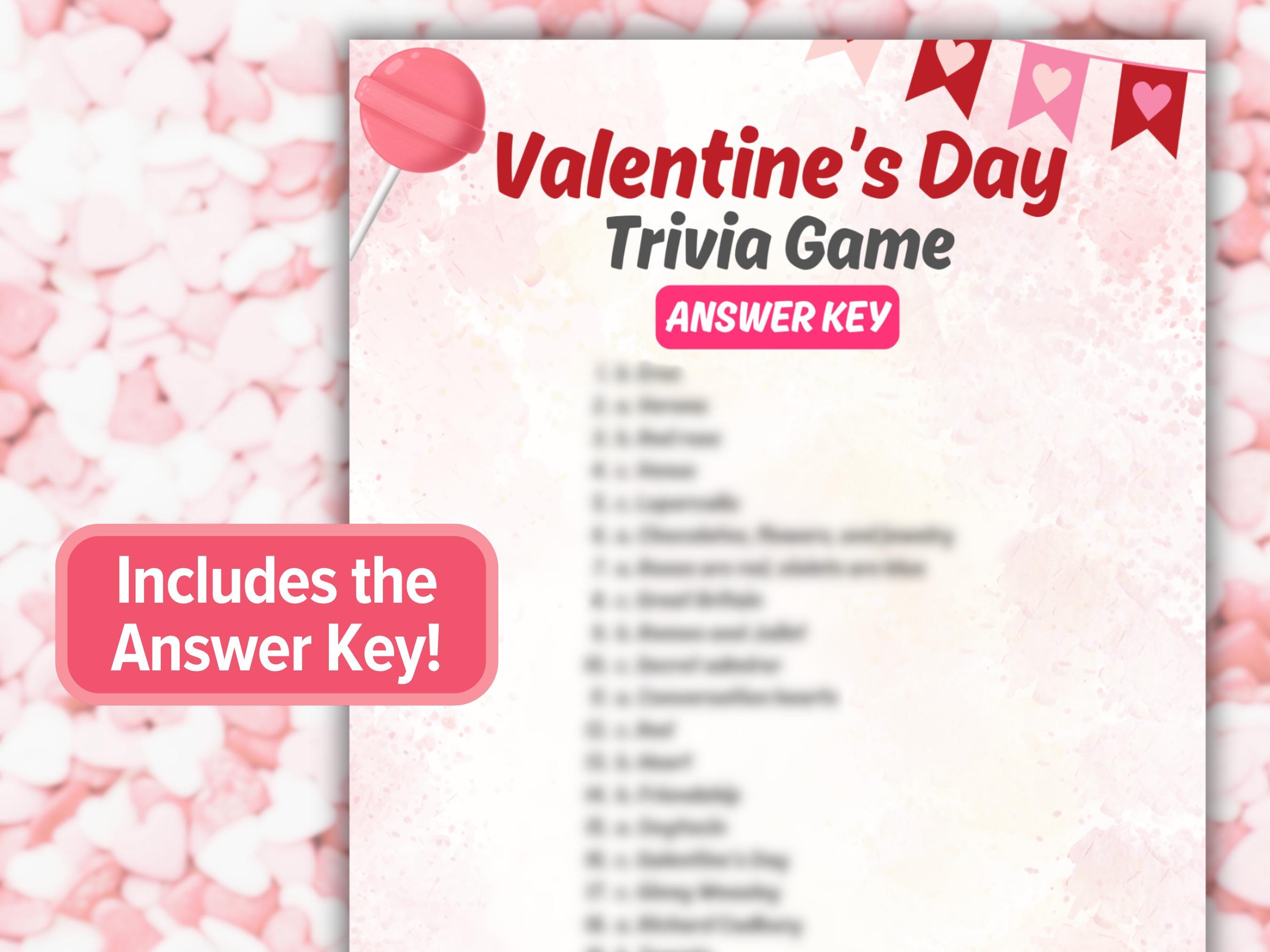 Valentine's Day Trivia Game Printable | Party Games for Adults - Etsy