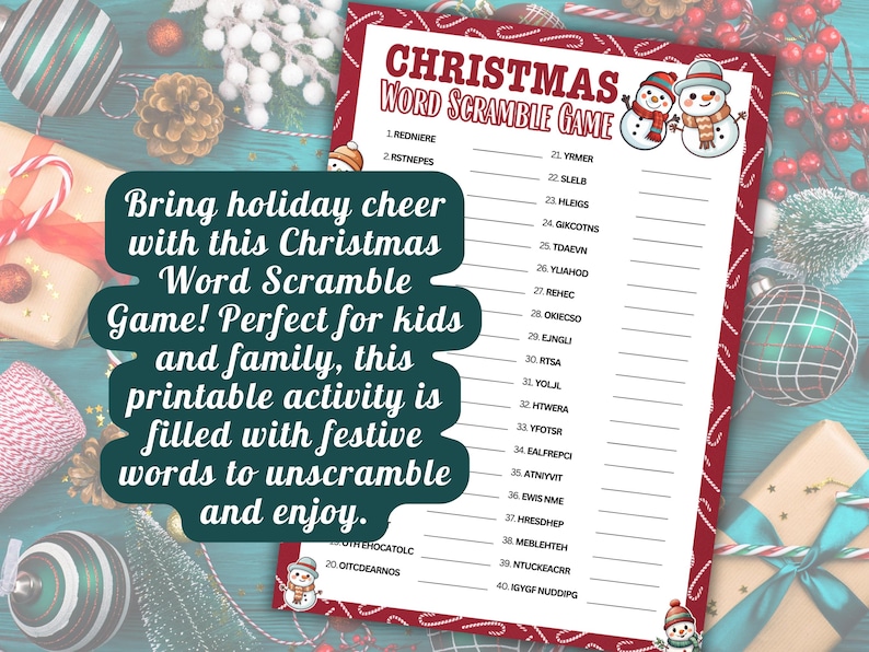 Christmas Word Scramble Game Printable | Christmas Kids Activity Game ...