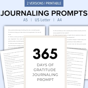 365 Gratitude Journaling Prompts Printable | One Year Journaling and ...