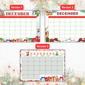 Editable December 2024 Calendar | Christmas Ornaments Calendar and ...