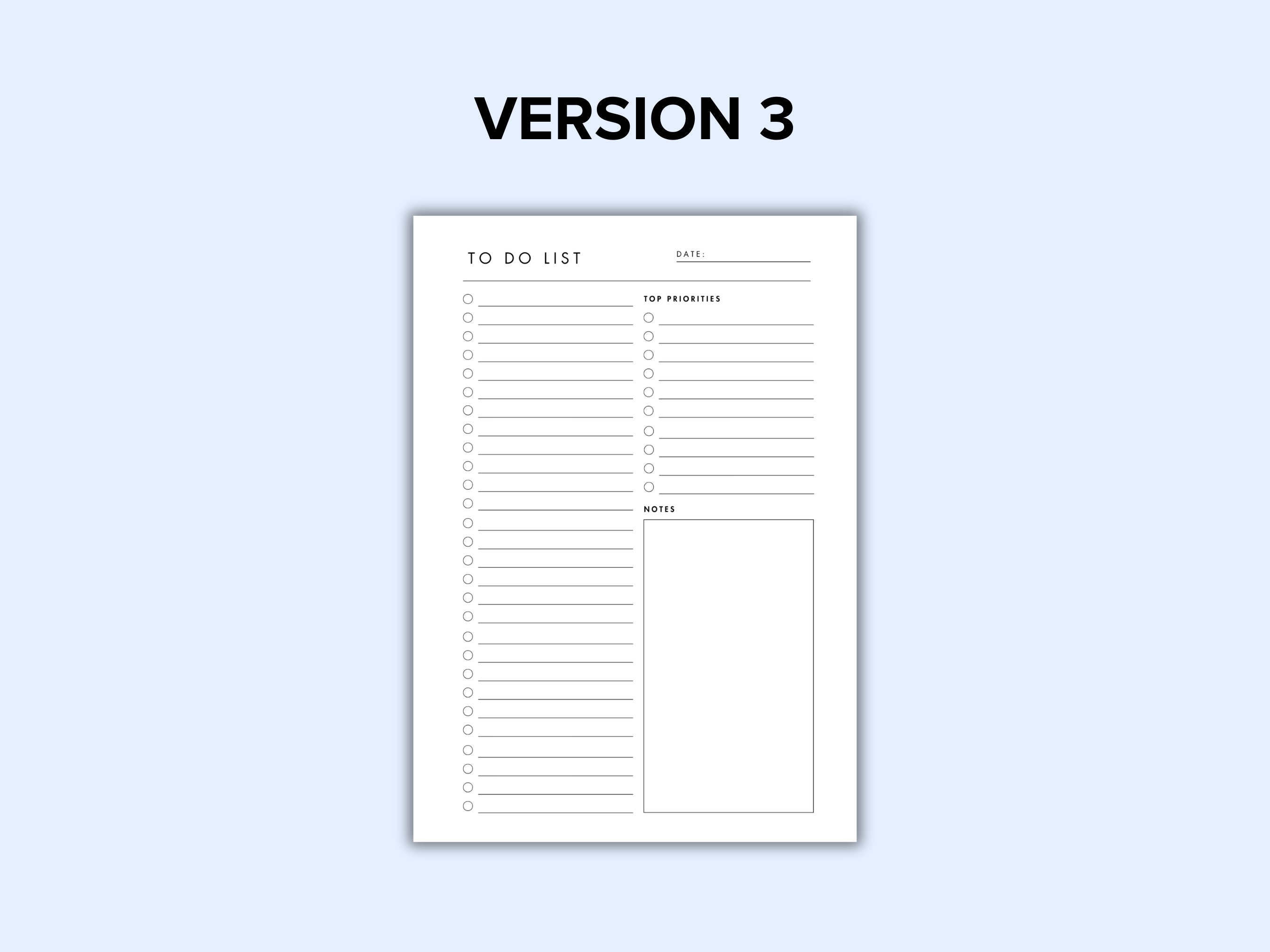 Minimalist To-do List Template Printable | Simple Daily Task List ...