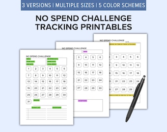No Spend Challenge Tracker Printables | 31 Day Savings Challenge ...
