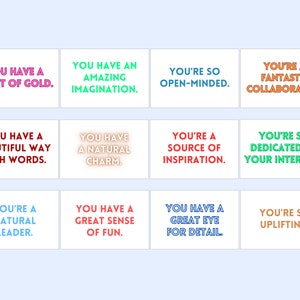 201 Compliment and Kindness Cards Printable | Words of Encouragement ...