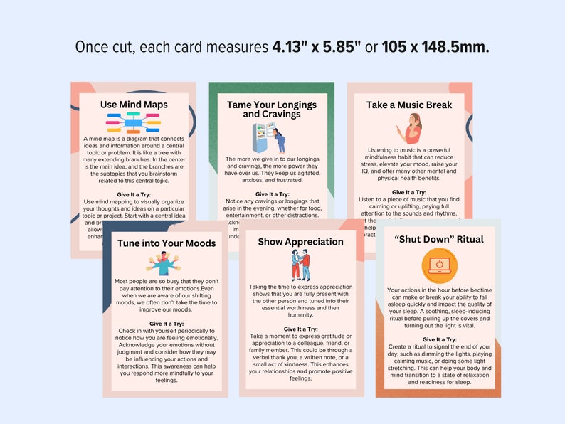 64 Mindfulness Activity Printable Cards | Mindful Breathing Exercises ...