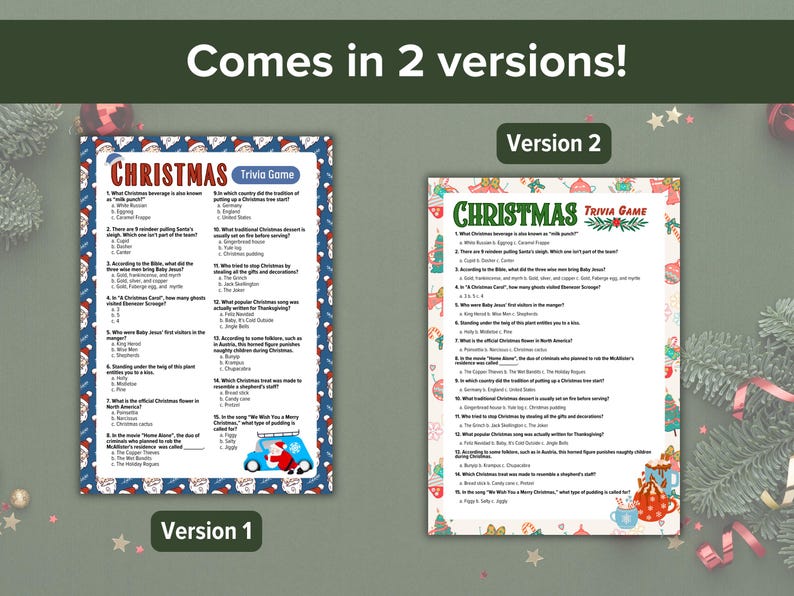 Christmas Trivia Game Printable With Questions and Answers | Holiday ...