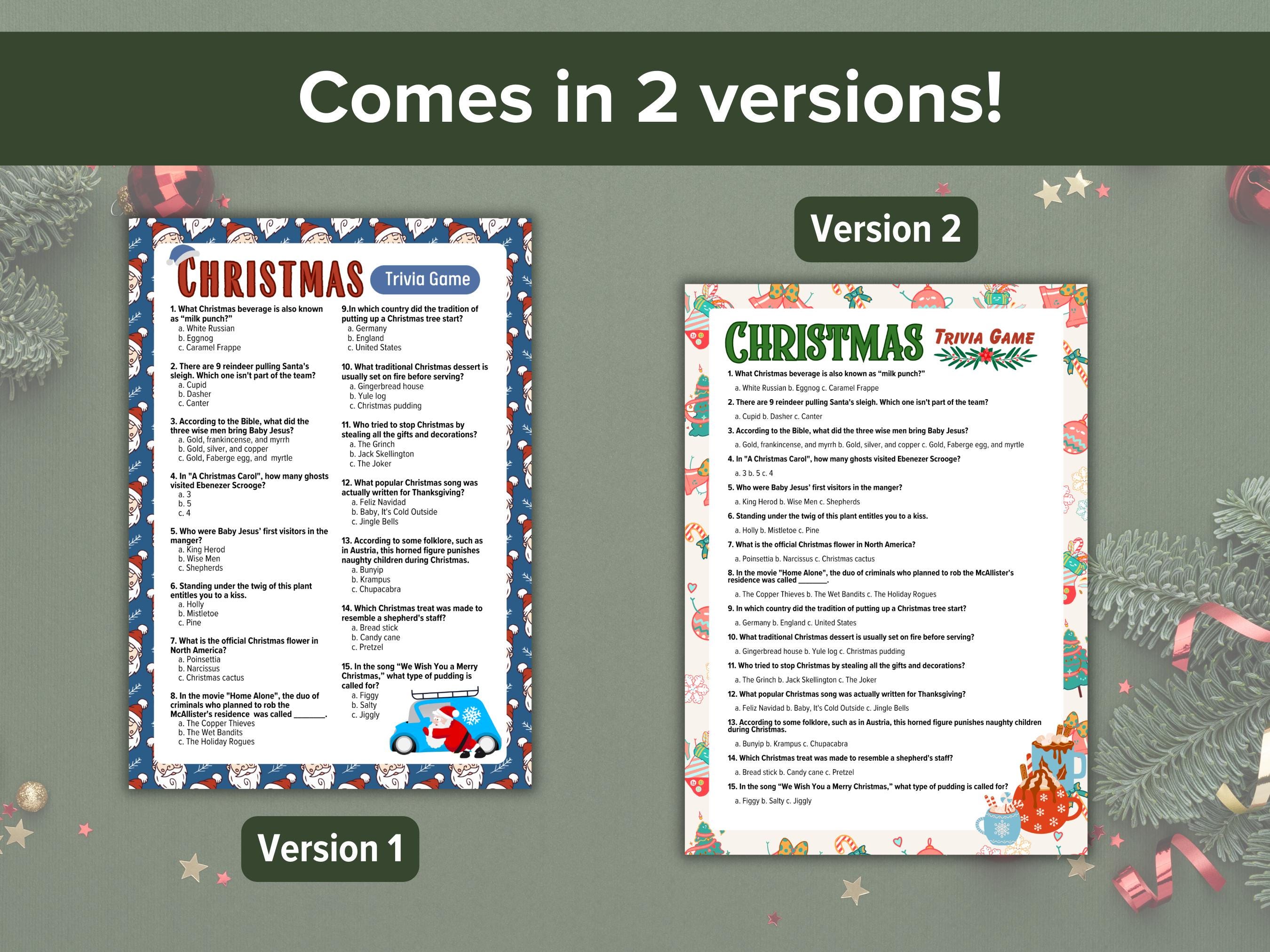 Christmas Trivia Game Printable With Questions and Answers | Holiday ...