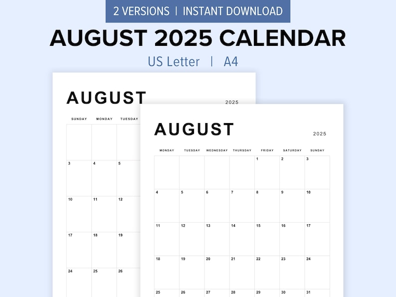 Editable August 2025 Calendar Minimalist Printable | Simple Minimalist ...