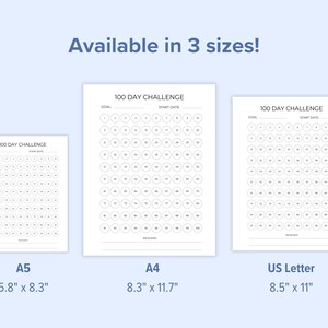 100 Day Challenge Goal Setting Tracker | A4, A5, US Letter | Fillable ...