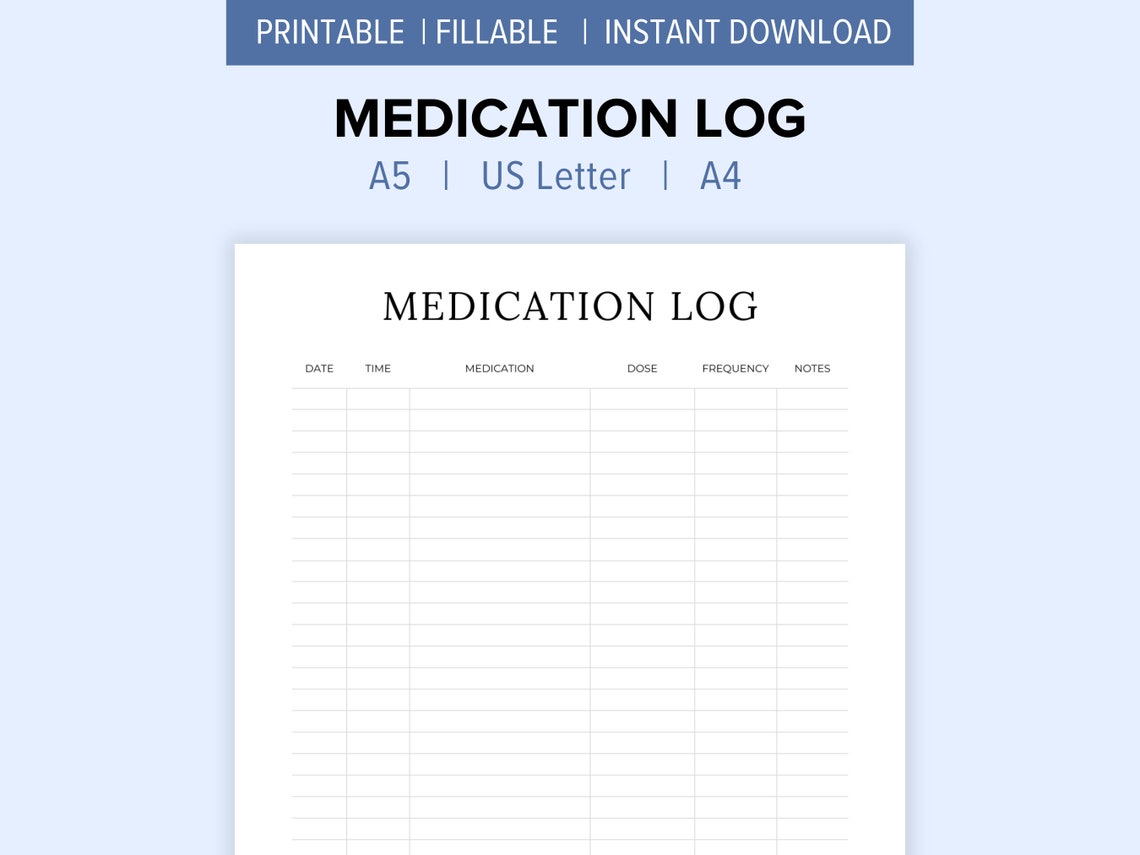 Daily Medication Log Tracker Printable | Prescription Pill Log ...