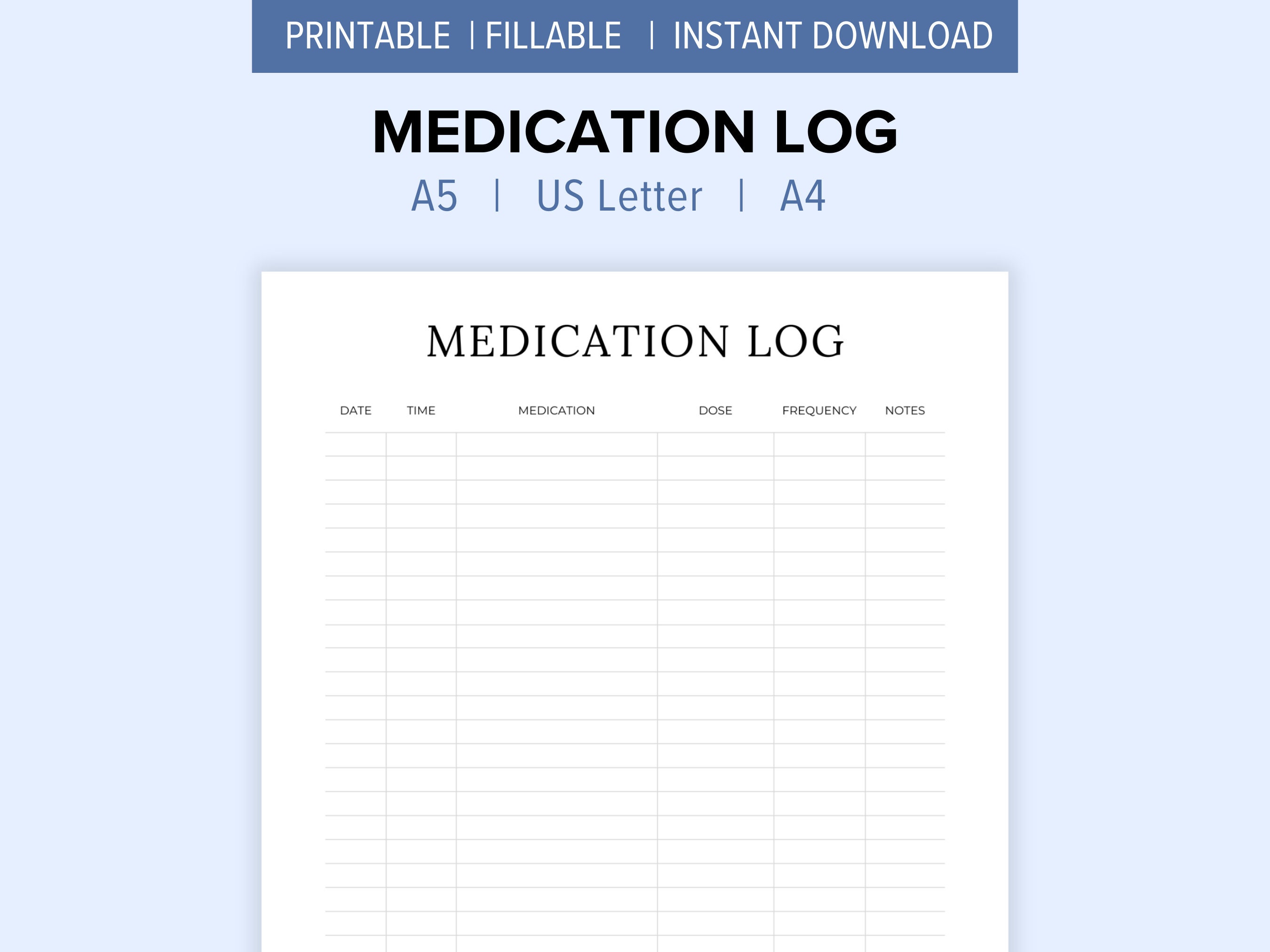Daily Medication Log Tracker Printable | Prescription Pill Log ...