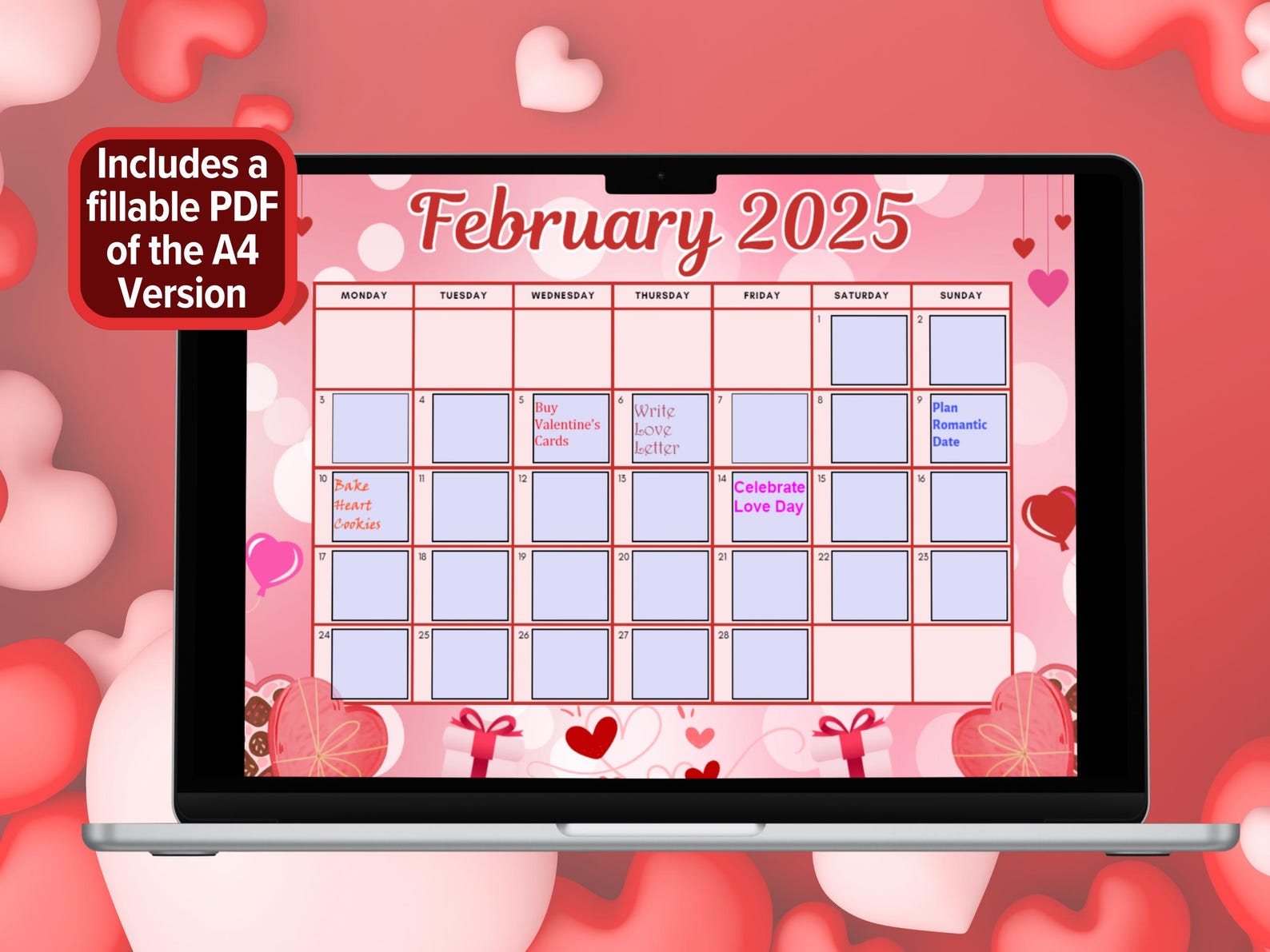 Editable February 2025 Valentines Calendar Printable | Winter-themed ...