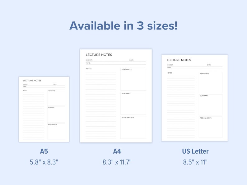 Minimalist Lecture Note Taking Template | Note Taking Pages | Review ...
