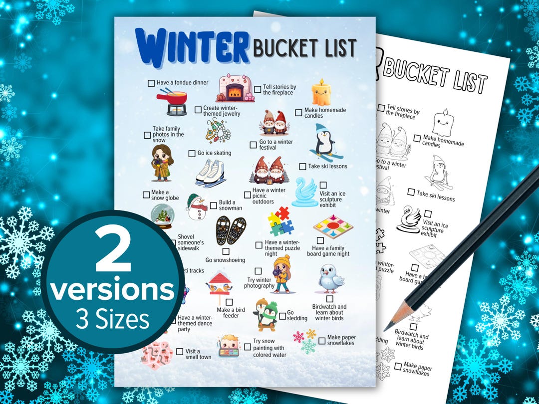 Winter Bucket List Printable | Holiday Bucket List | Winter Scavenger ...