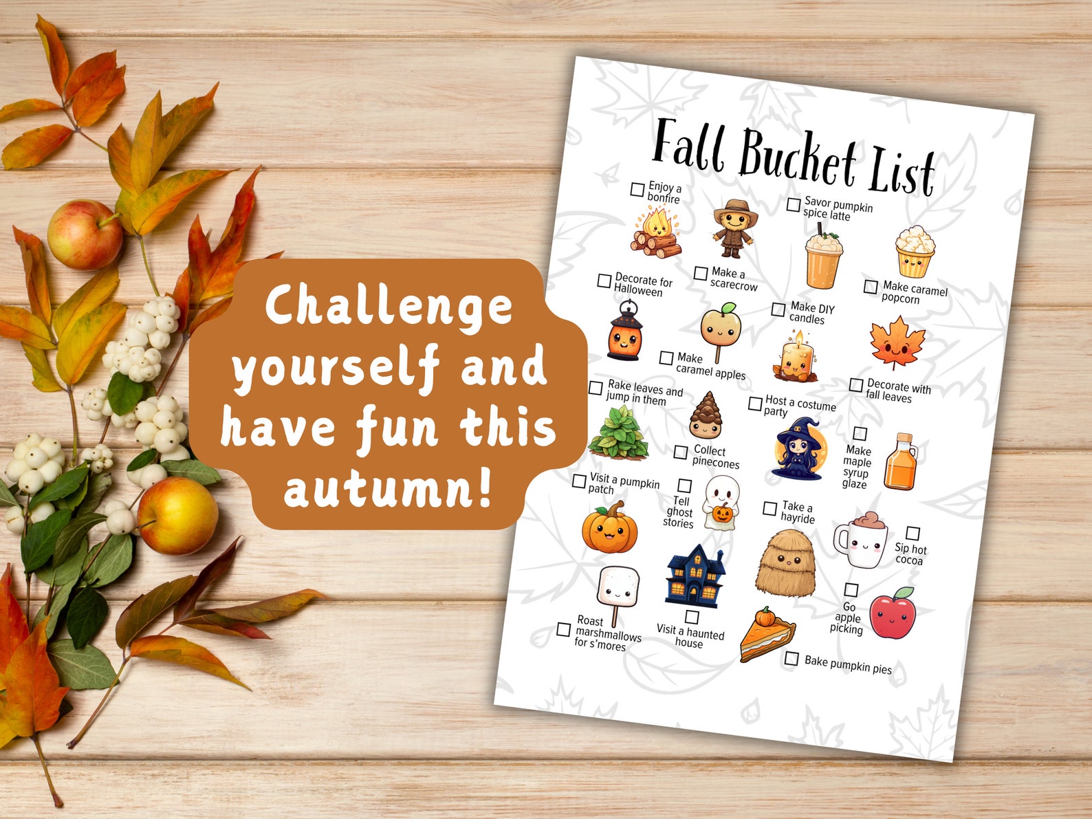 Fall Bucket List Printable | Autumn Activities Checklist | Fall ...