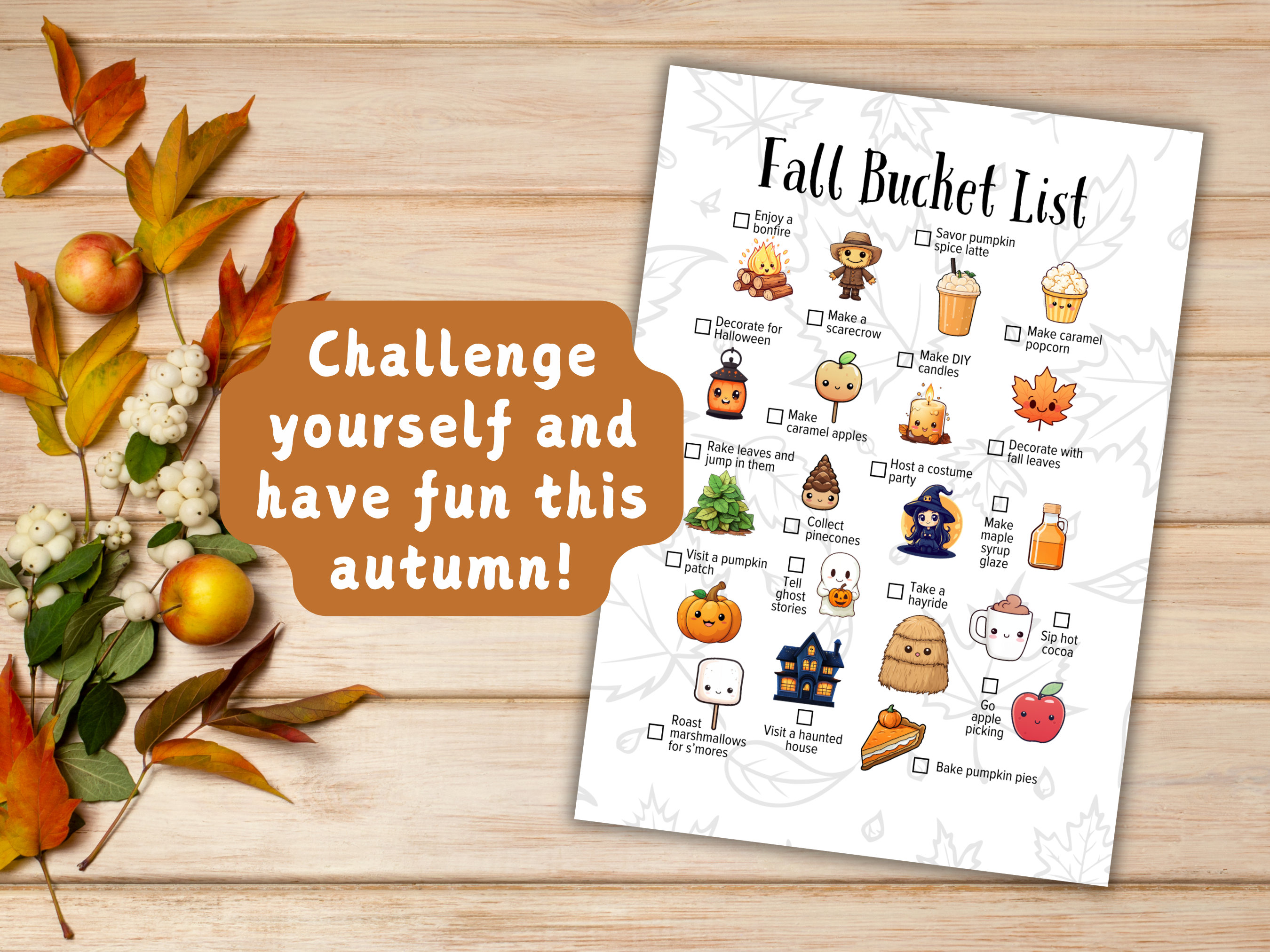 Fall Bucket List Printable | Autumn Activities Checklist | Fall ...