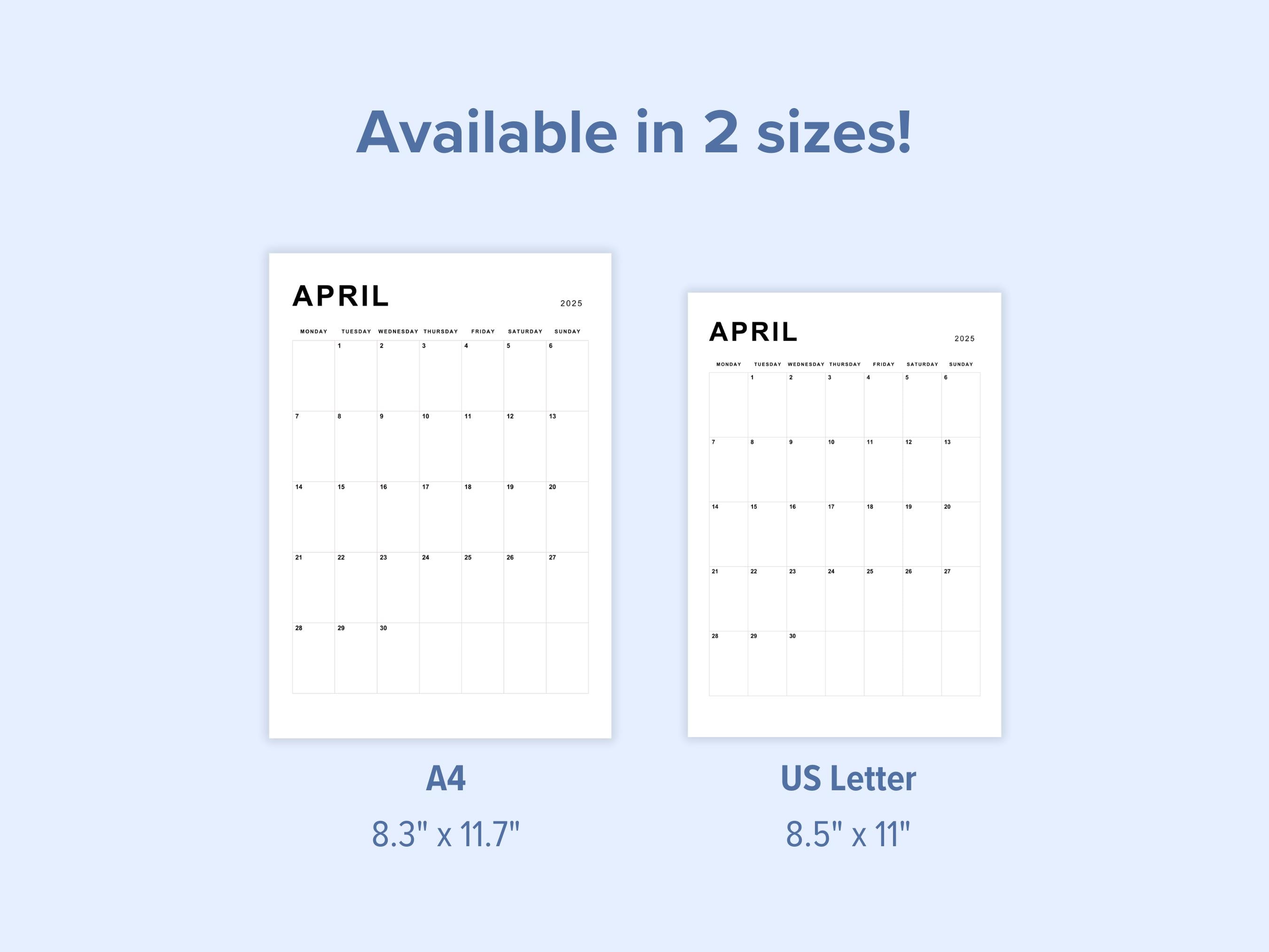 Editable April 2025 Calendar Minimalist Printable Simple Minimalist ...