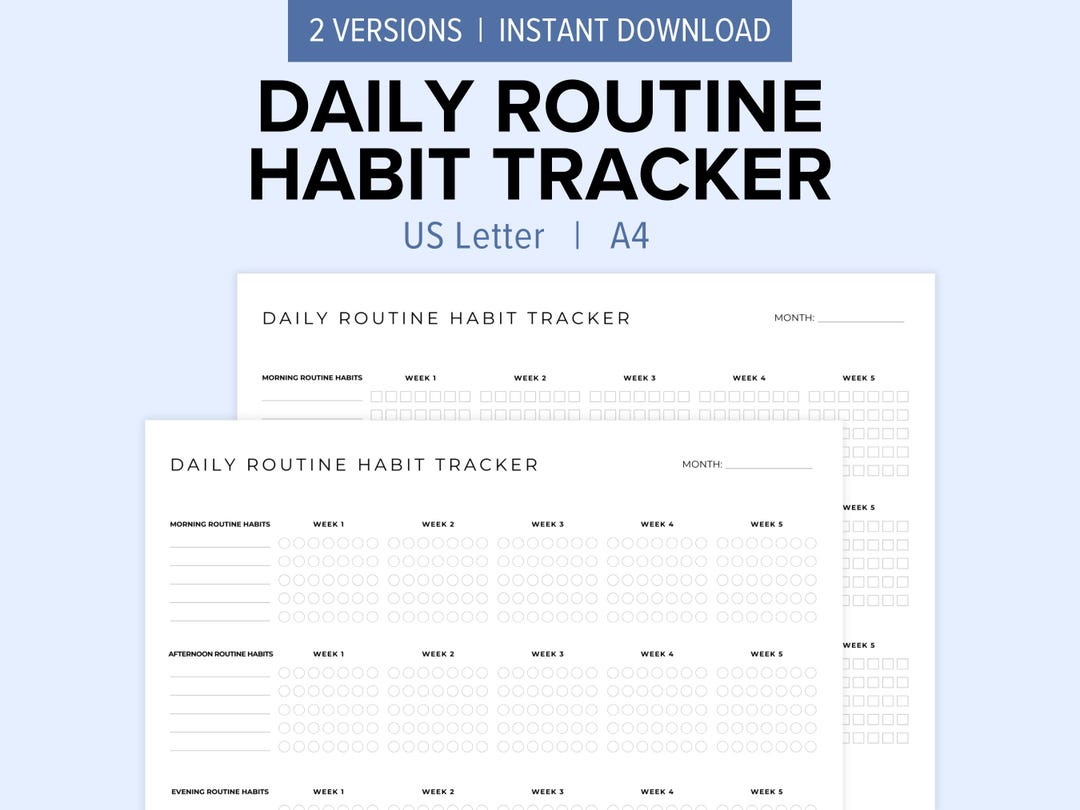 Daily Routine Habit Tracker Printable | Morning and Evening Routines ...