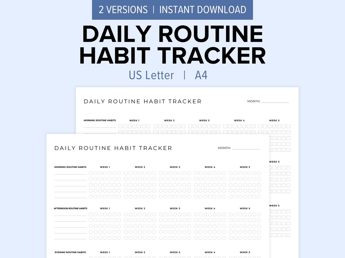 Daily Routine Habit Tracker Printable | Morning and Evening Routines ...