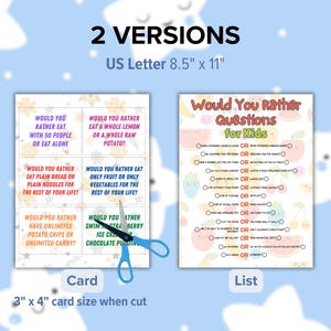 112 Printable Would You Rather Questions Game for Kids | Kids Games ...
