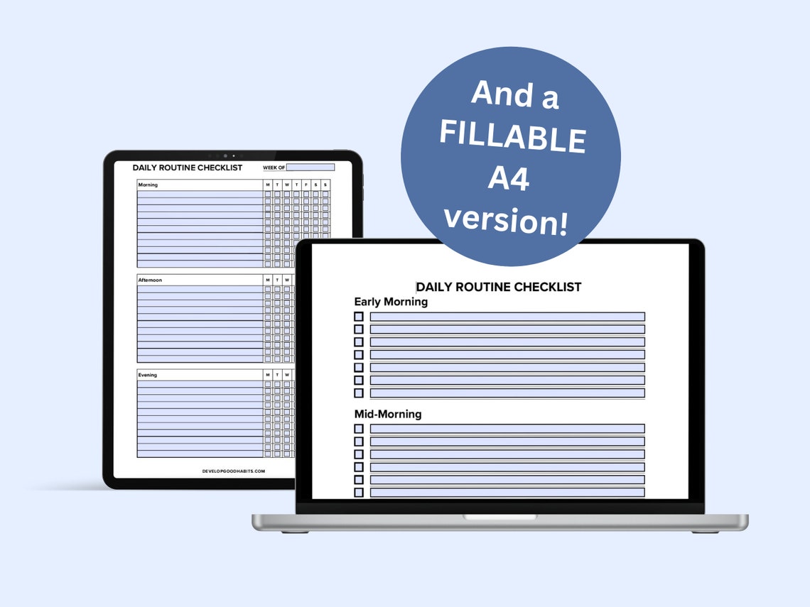 Daily Routine Planner Printable Templates | Morning Routine Checklist ...