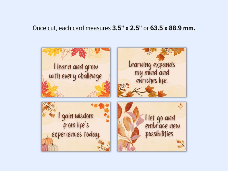 72 Fall Affirmation Cards for Gratitude | Printable Fall and Autumn ...