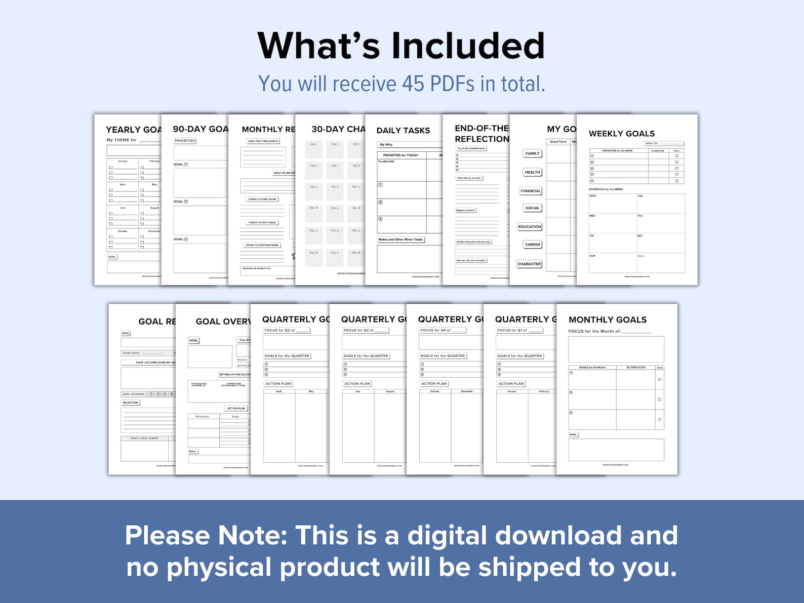 2026 Goal Setting Planner Printable Worksheets Bundle | Yearly Goal ...