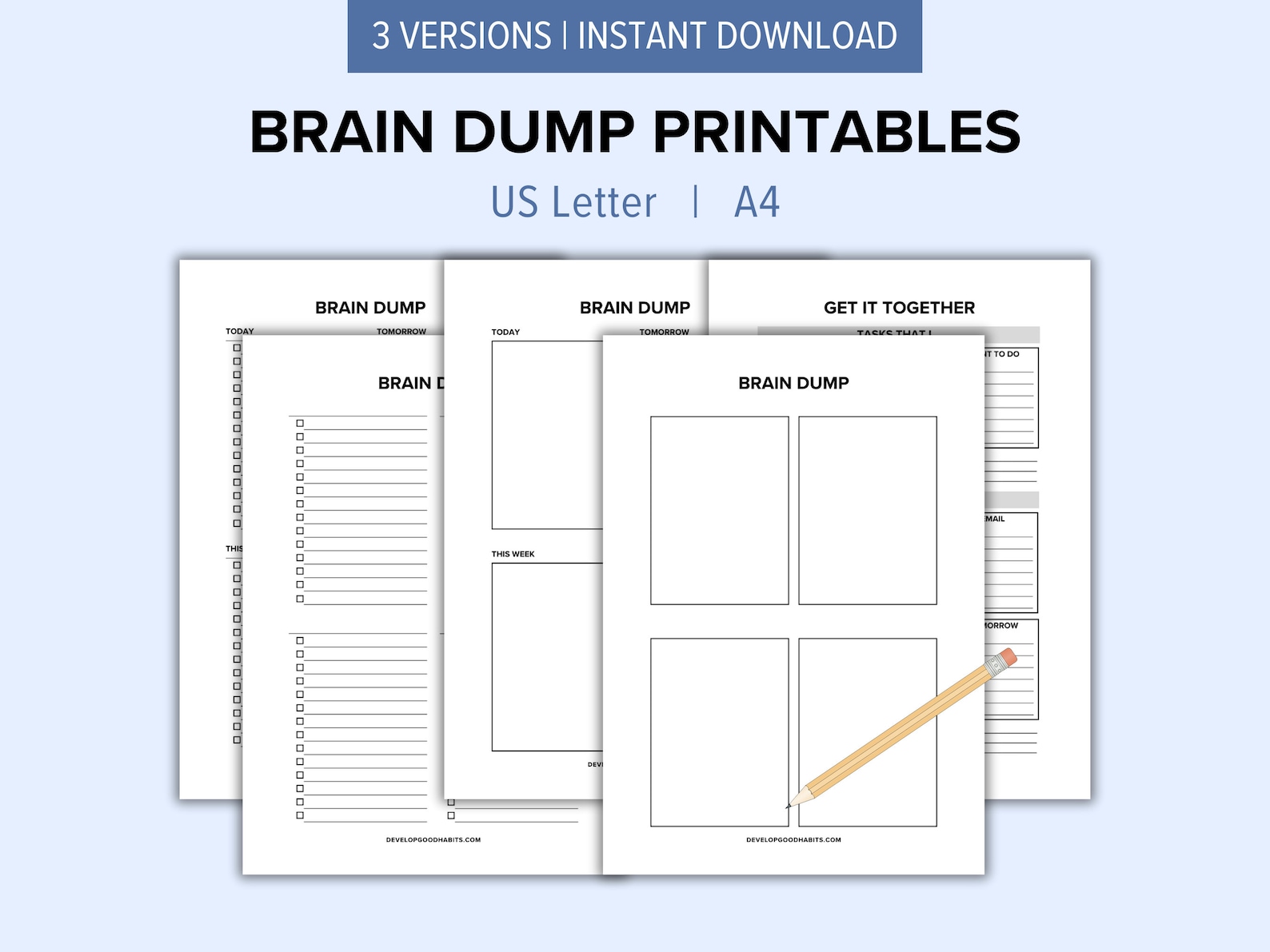 Brain Dump Planner Printable Worksheets | ADHD Brain Dump Daily Planner ...