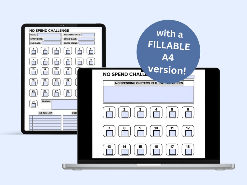 No Spend Challenge Tracker Printables | 31 Day Savings Challenge ...