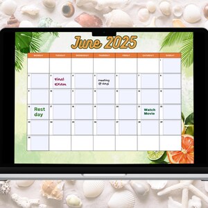 Editable June 2025 Calendar Printable and Father's Day Theme | Summer ...